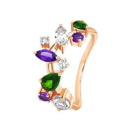 Fireworks Fiesta Diamond and Precious Gem Ring in 18k Rose Gold