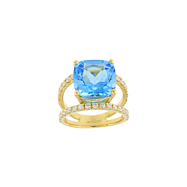 Vera 18k Yellow Gold Topaz and Diamond Ring