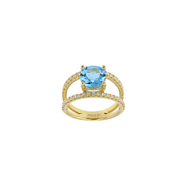 Vera 18k Yellow Gold Topaz and Diamond Ring