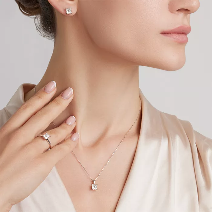 Gaia Brilliant 3 Carat Lab Grown Diamond Stud Earrings in 18K White Gold